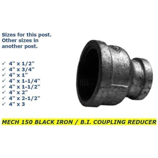 [Spot] 4 x 1/2 to 4 x 3 MECH 150 BLACK IRON / B.I. COUPLING REDUCER ...
