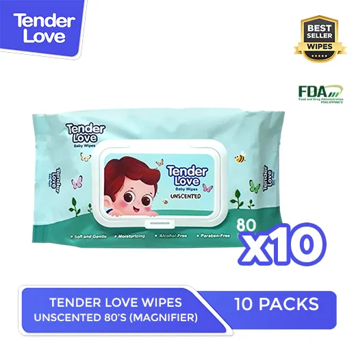 Tender Love New Unscented Baby Wipes (Magnifier) 80's Pack of 10 ...