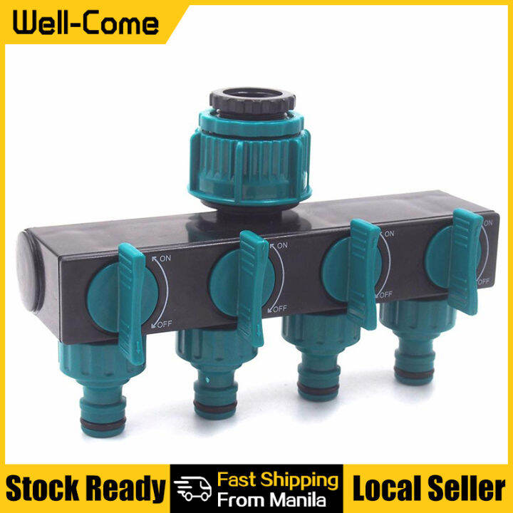 4/7 8/11'' Connector Hose Splitter 4 Way Water Tap Distributor Garden ...