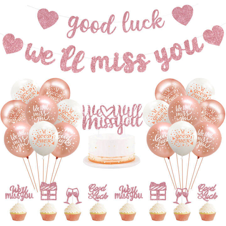 CHEEREVEAL Rose Gold Farewell Party Decoration Kit, Sparkling Good Luck ...