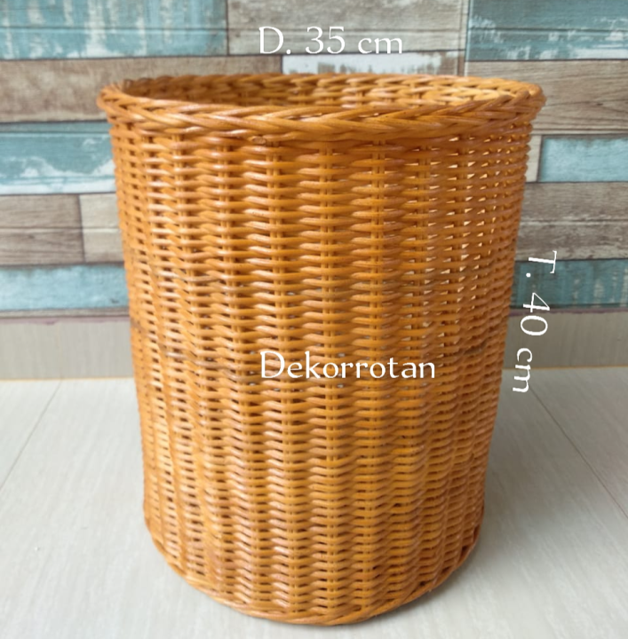 keranjang laundry baju rotan besar bulat / tempat sampah kering ...