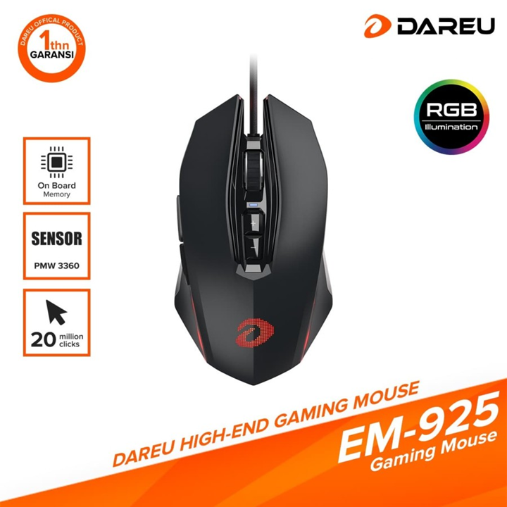 DAREU EM-925 Gaming Mouse | PMW 3360 Sensor | RGB Lighting | Lazada ...