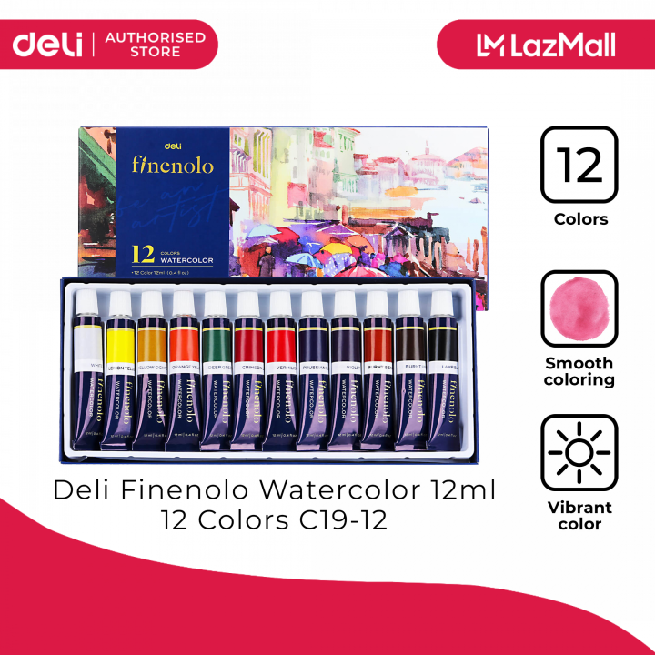 Deli Finenolo Watercolor 12ml 12 Colors C19-12 [79C19-12] | Lazada PH
