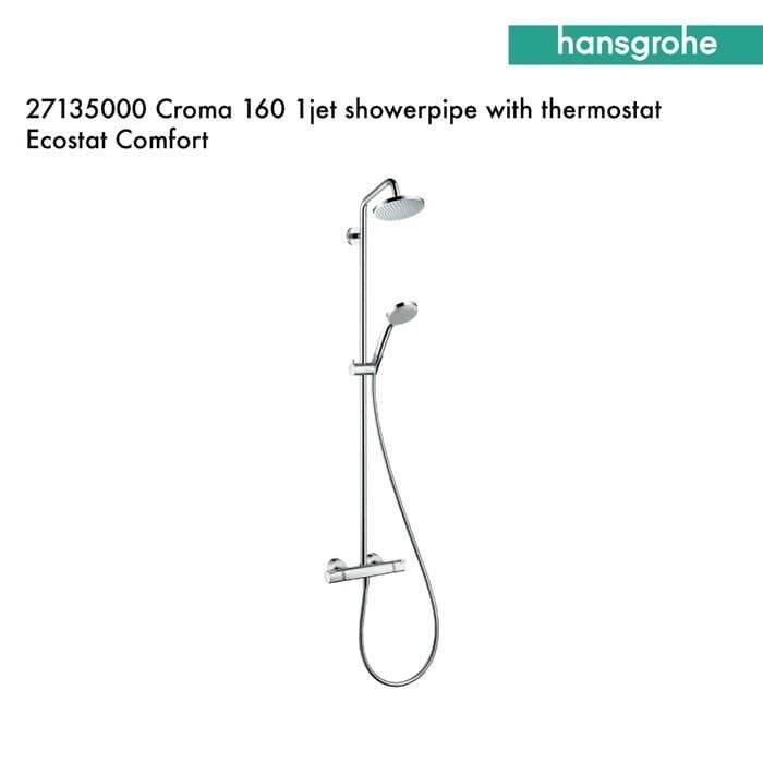 Hansgrohe Croma 160 1jet Showerpipe with Thermostat 27135000 | Lazada ...