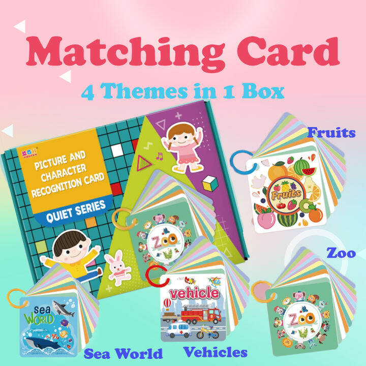 [MBS]4 Book/set Early Leaning Matching Card Series/Picture and Charater ...
