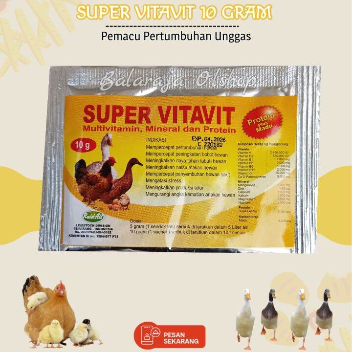 SUPER VITAVIT 10 GRAM - Obat Vitamin Multivitamin Mineral Protein Ayam ...