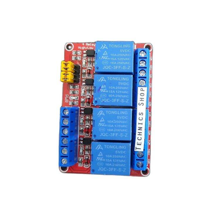 โมดูลรีเลย์ Relay 5V 4 Channel 10A 250V High/Low Level Trigger | Lazada ...