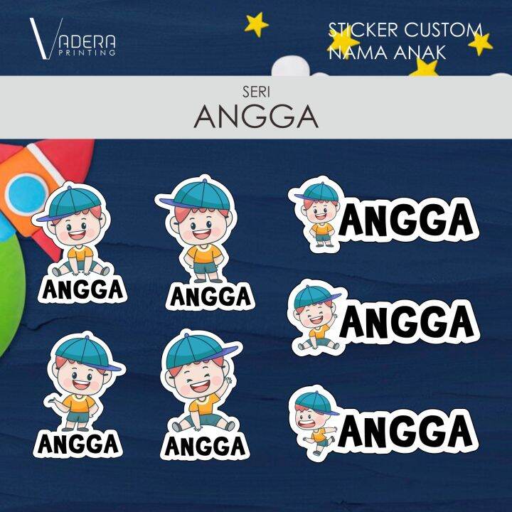 24-48 Stiker - Sticker Custom Nama Anak Seri ANGGA Karakter Cowok Keren ...