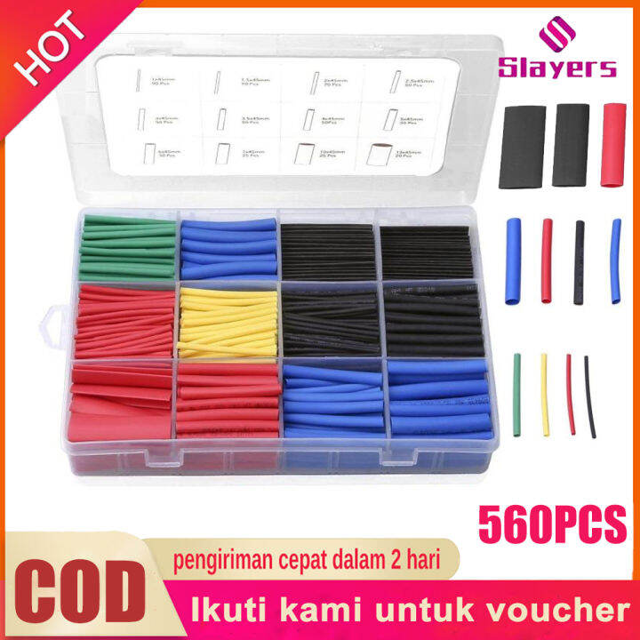 530 / 560 Pcs Heat Shrink Tubing Isolator Listrik Tabung Bungkus Susut ...