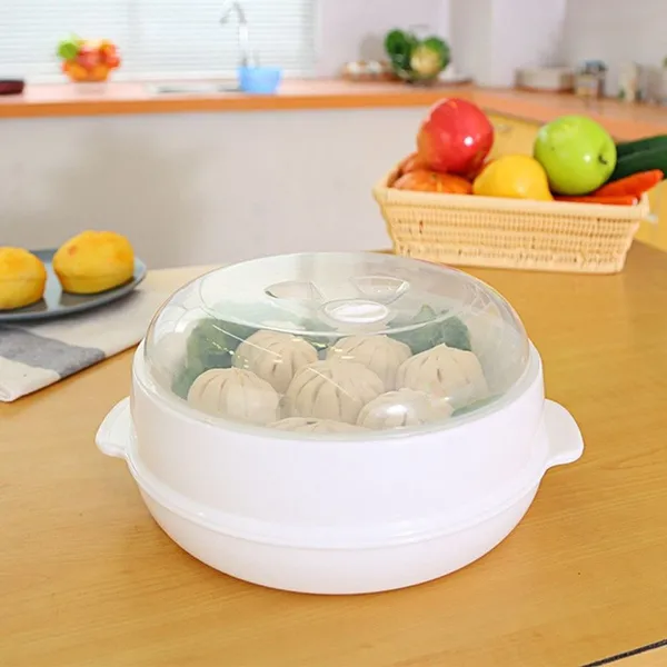 Single Layer plastic steamer microwave oven round steamer( RANDOM ...