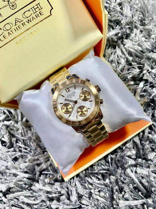Coach Chronograph Med-size Watch Pawnable Authentic (Gold) | Lazada PH