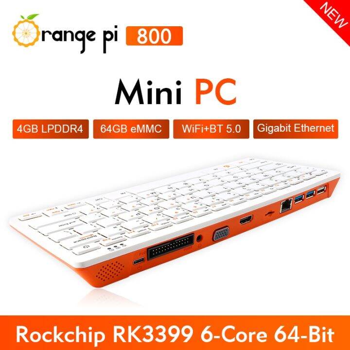 Orange Pi 800แรม4GB + 64GB EMMC Rockchip RK3399 Soc 4K ขนาดเล็ก HD PC ...