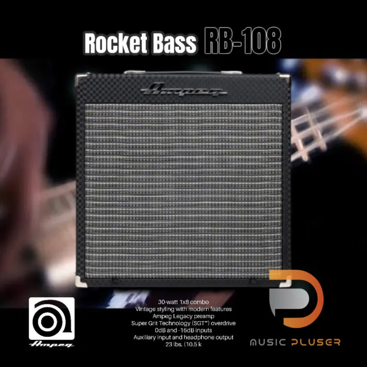 Ampeg Rocket Bass RB-108 แอมป์กีต้าร์เบสรุ่นใหม่ล่าสุด ขนาดลำโพง 8" มาพร้อมกำลังขับ 30 watts 3 ...
