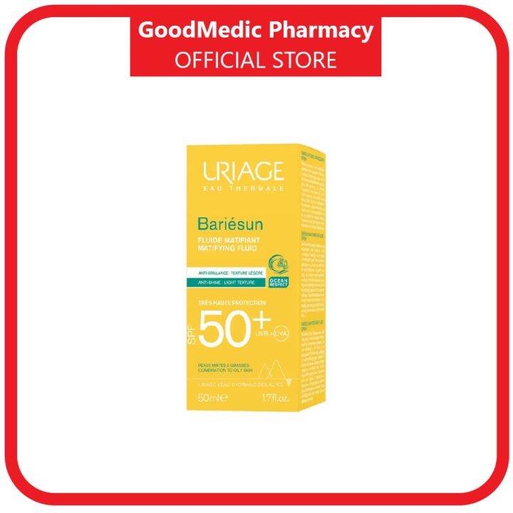 Uriage Bariesun Matifying Fluid SPF 50+ UVB + UVA 50ml Ocean Respect Anti Shine & Light Texture ...