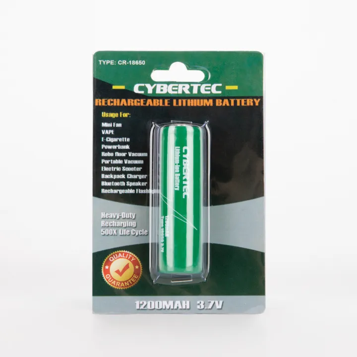 Lithium Battery CYBERTEC Rechargeable 3.7V Lithium Ion 18650 Battery 1200MAH Multipurpose ...