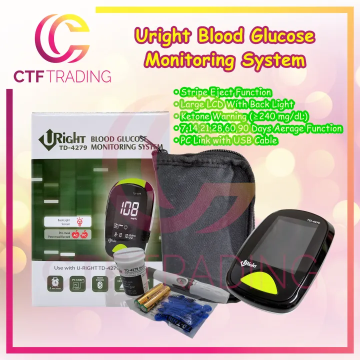 URIGHT TD-4279 Blood Glucose Meter Monitoring System ( Mesin Cek Gula ...