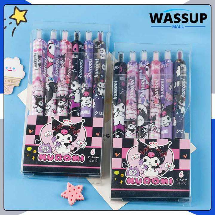 [6Pcs/Set] WASSUP Japan Cartoon Sanrio Kuromi Neutral Pen Cute Press ...