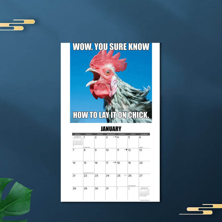 2024 Calendar Irregular Writing Area Calendar 2024 Funny Animal Rooster ...