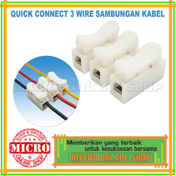 5 PCS Quick Connect 3 Wire Terminal Sambungan Kabel 3 Pin Model Jepit ...