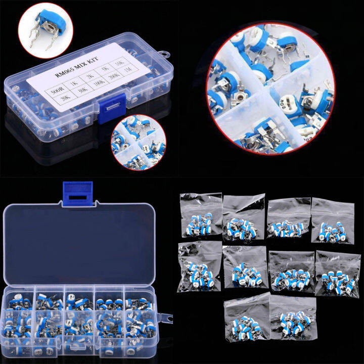 100 /130PCS Potentiometer Adjustable Resistor Kit Multi-Turn Trimmer ...