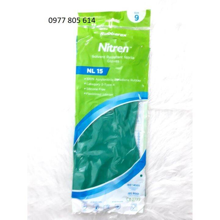 Găng Tay chống hóa chất Xanh Rubberex Nitren Malaysia Số 9 (Size L ...