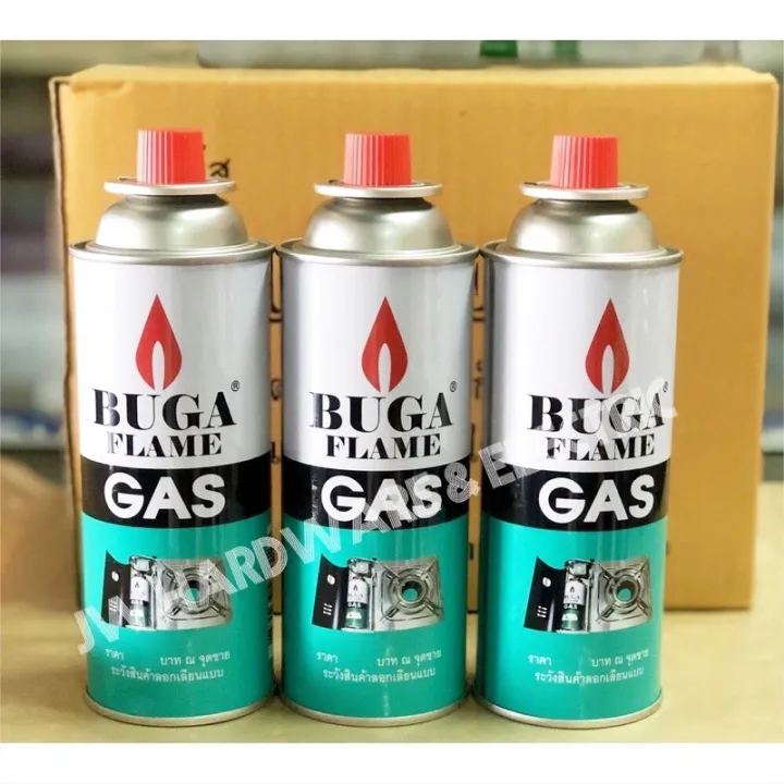*โปรพิเศษ BUGA GAS ฝาจุกแดง (แพ็ค 3 กระป๋อง) แก๊สกระป๋อง ใหญ่375ml ...