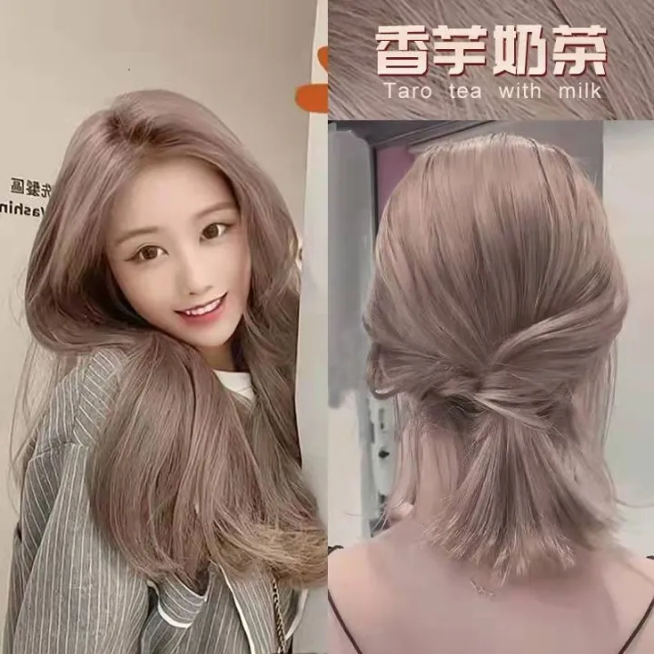 No stimulation natural taro milk tea color hair dye 2022 popular show ...