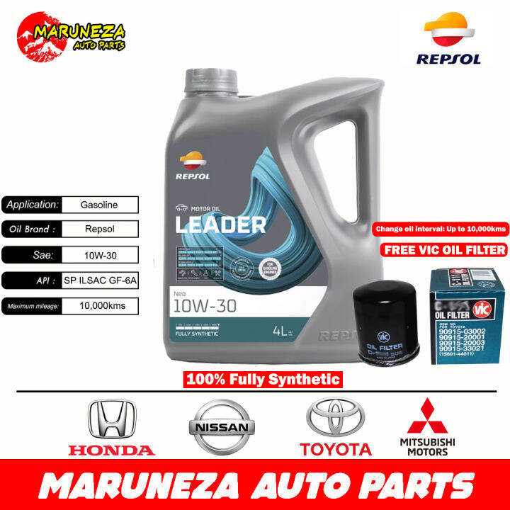 Repsol Neo 10W-30 100% Fully Synthetic FREE VIC Oil Filter 4Liters ...