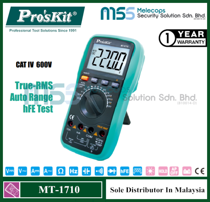 Pro'skit MT-1710 True-RMS Auto Range Multi meter | Lazada