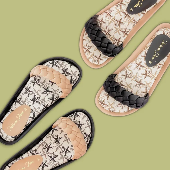 GINGER Spice Braided Strap Fully Padded Flat Slides | Lazada PH