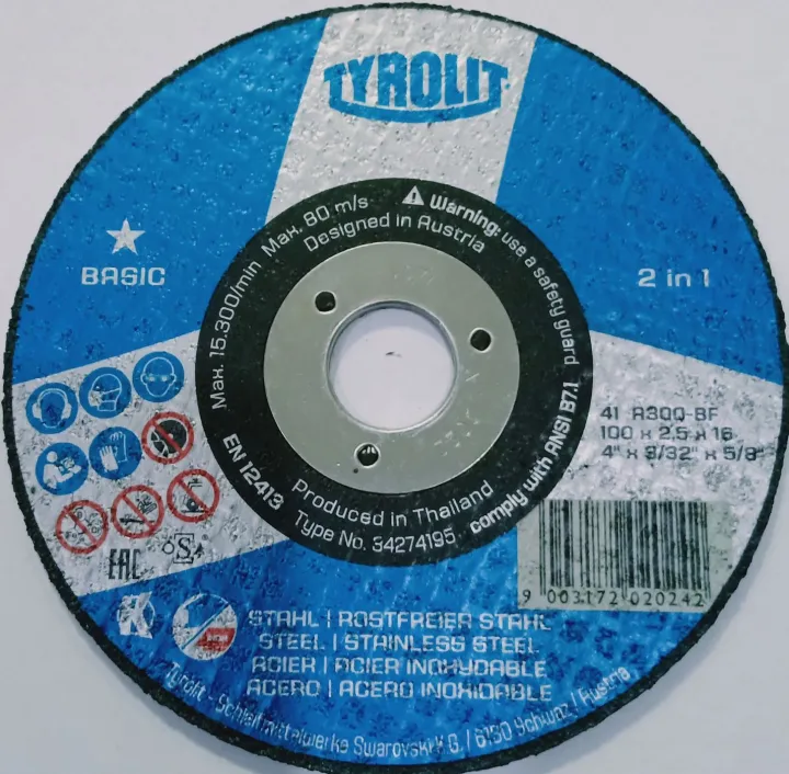 TYROLIT BASIC Cutting Disc 4 inches for STEEL - SOLD per piece | Lazada PH