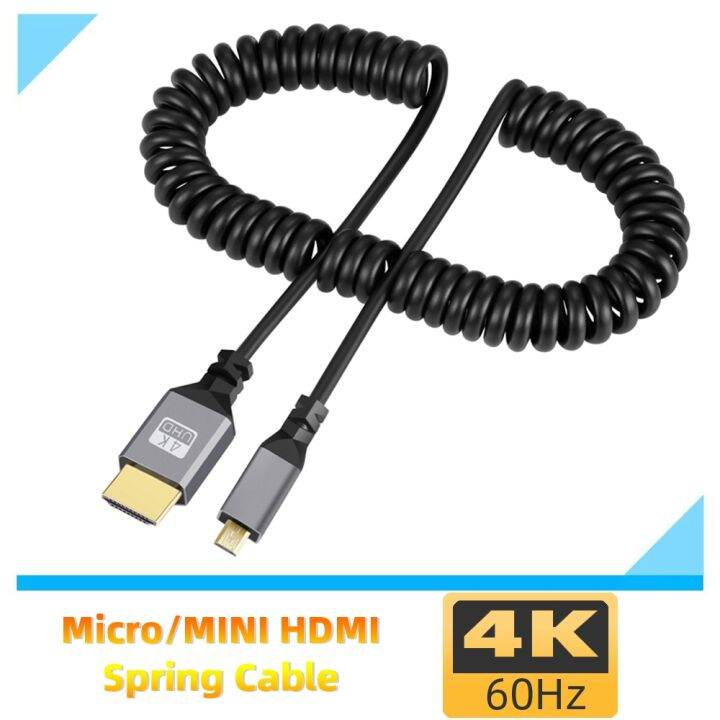 [LUNA electronic accessories] 4K 60HZ Micro mini HDMI TO Coiled Extension Flexible Spiral Cable ...