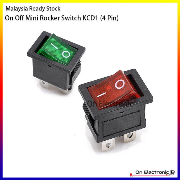 Mini Rocker Switch KCD1 MS-297 4Pin On Off Red/Green/Blue With Neon ...