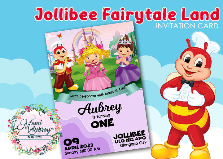 10 pcs Jollibee Fairytale Land Theme Invitation Cards Only (Matte Paper ...