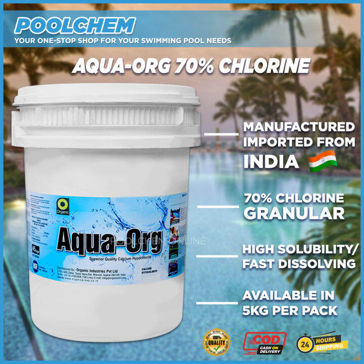 POOLCHEM AquaOrg 70% Chlorine Granules for Swimming Pool 5 kilo per ...