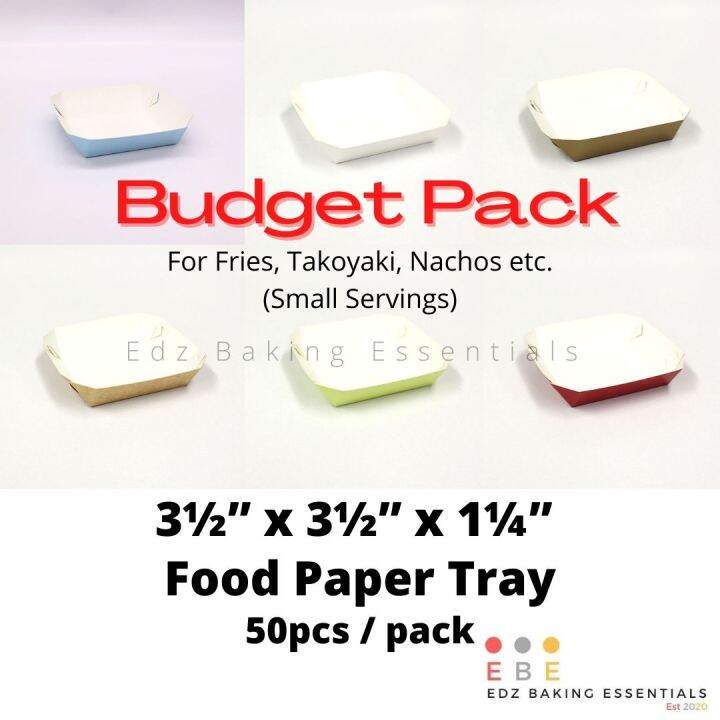 50pcs Food Tray Paper Plate For Fries, Takoyaki or Nachos (Small ...