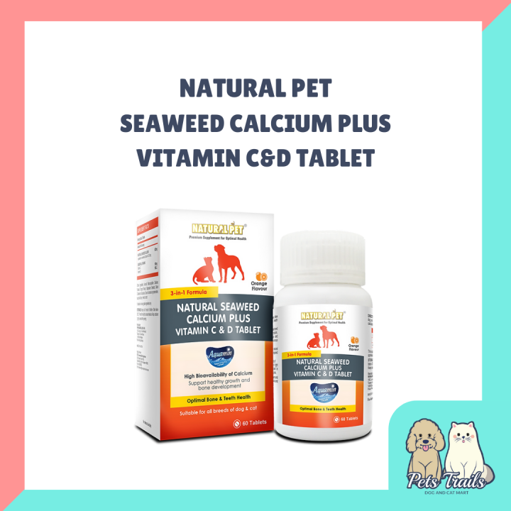 Natural Pet Kitten & Puppy Calcium Bone Supplement w/ Natural Seaweed ...