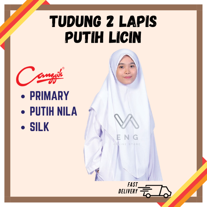 KT2002 - Tudung 2lapis Putih Licin (Koshibo) Baju Uniform Sekolah Jenama Canggih | Lazada