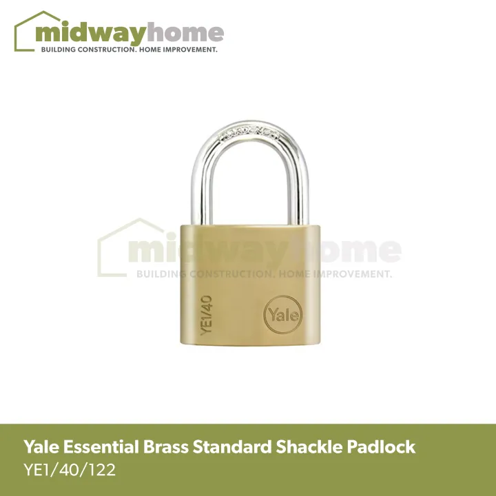 Yale Essential Series Indoor Brass Standard Shackle Padlock 40mm (YE1 ...