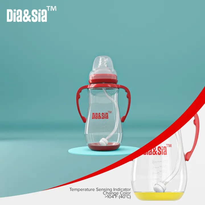 DIA&SIA 330ml baby bottle color changing temperature sensing feeding ...