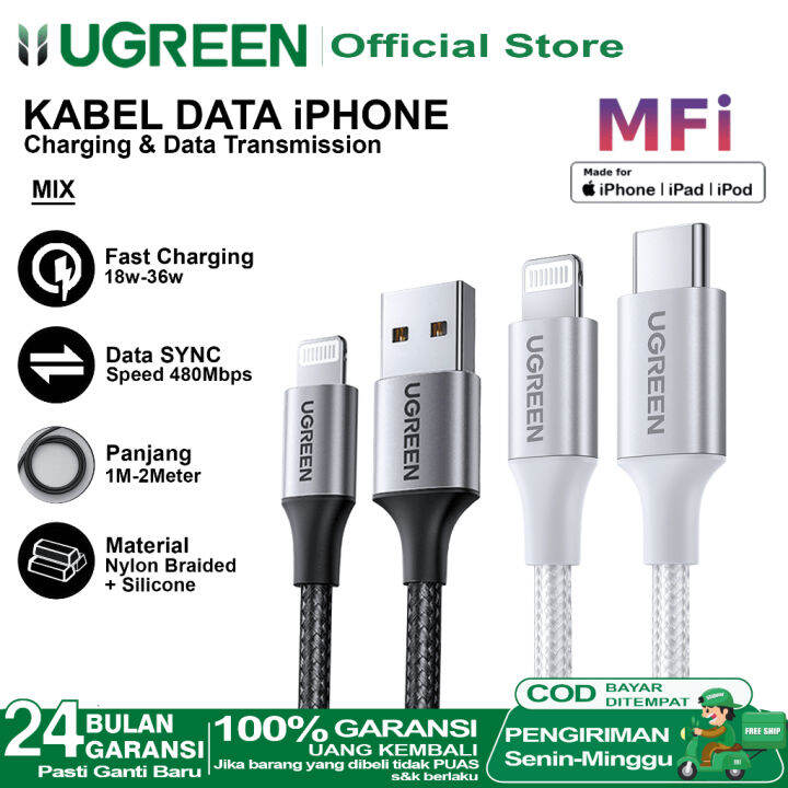 UGREEN Kabel iPhone MFi USB to Lightning Dan Type C To Lightning Fast Charging | Lazada Indonesia