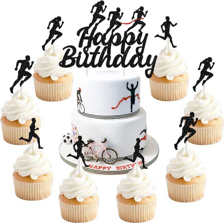 SURSURPRISE Marathon Happy Birthday Cake Topper, Cross Country Running ...