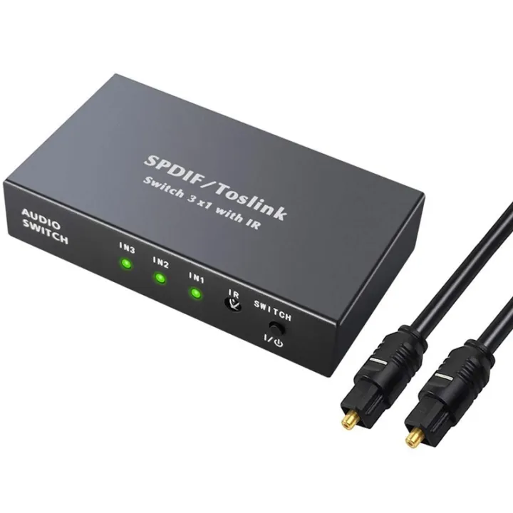 3 Port Optical Switcher Splitter 3 in 1 Out, with 2 Way Spdif Toslink ...