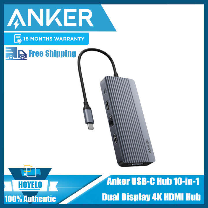 Anker USB C Hub, Dual-Display USB-C Hub (10-in-1), 4K HDMI Display with ...