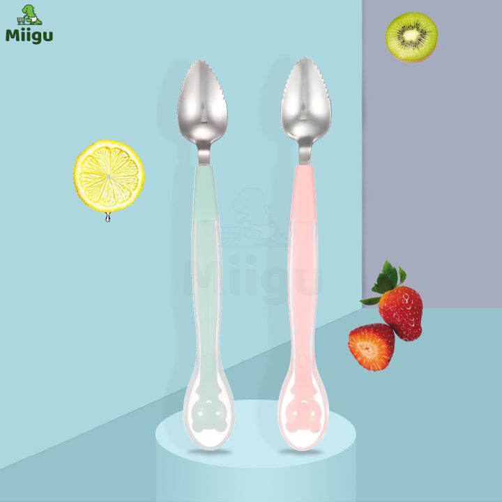 Miigu Baby Switching Double Sided Spoon for Baby Fruit Eating Silicone ...