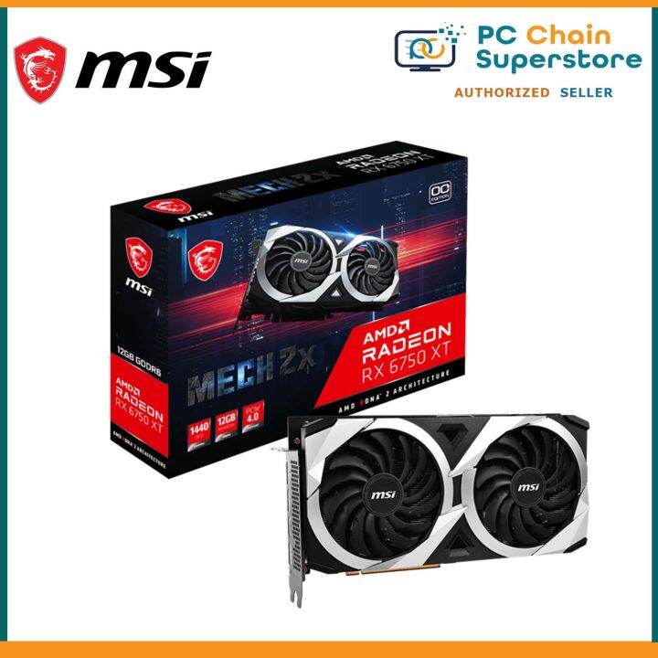 MSI RX 6750 XT Mech 2X 12G OC AMD Radeon 12GB 6750XT GDDR6 Graphics ...
