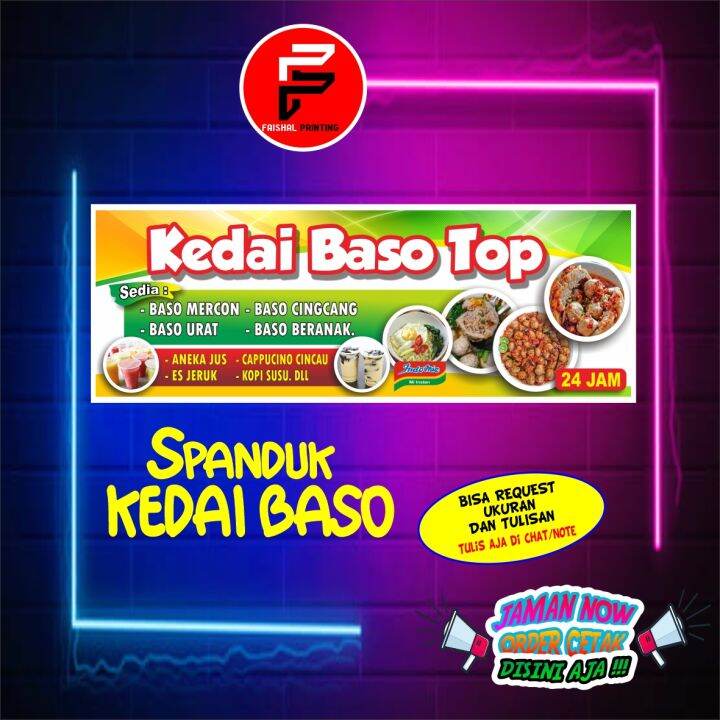 Spanduk banner Kedai Baso Warung Bakso Ukuran 3 x 1 meter | Lazada ...