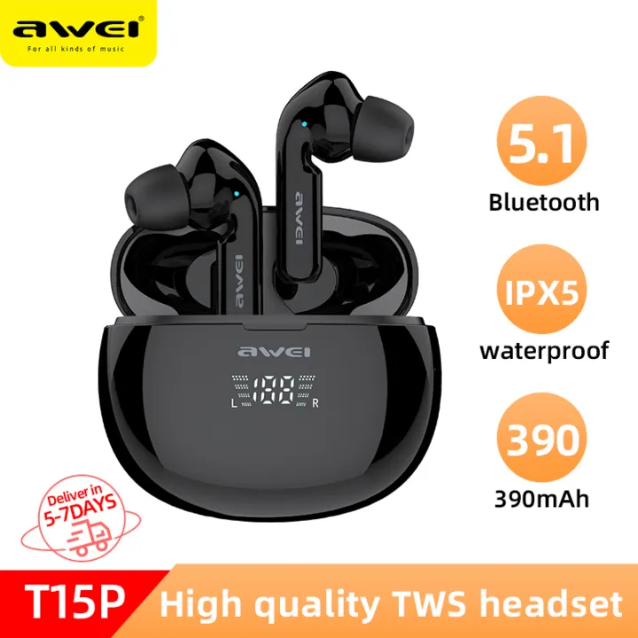 Awei T15P Wireless Headset Tws Wireless Headset with LED Display ...