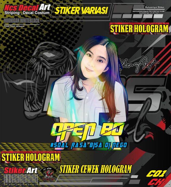 stiker cewek stiker hologram stiker mobil decal gambar cewek keren ...