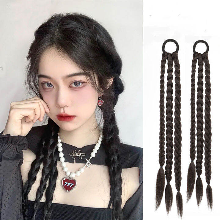 【COD/READY】Korean Boxer Braid Wig Women Twisted Ponytail Hair Extension ...